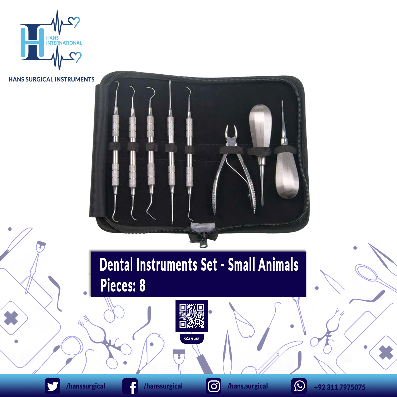 Instruments Set - Small Animals, 8 pieces veterinary Surgical ...